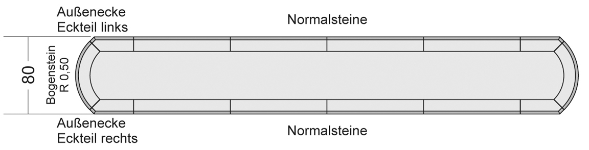Small traffic island made of standard corner curbstones - Concrete ...