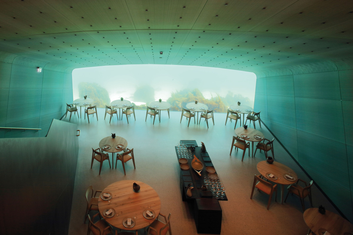On diving station – underwater restaurant »under«, Lindesnes - Concrete ...