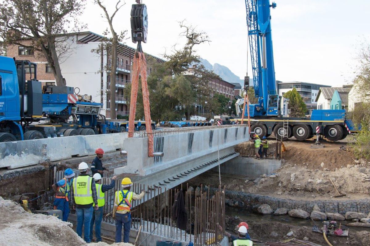 Historic Stellenbosch Bridge rebuilt with precast concrete beams ...